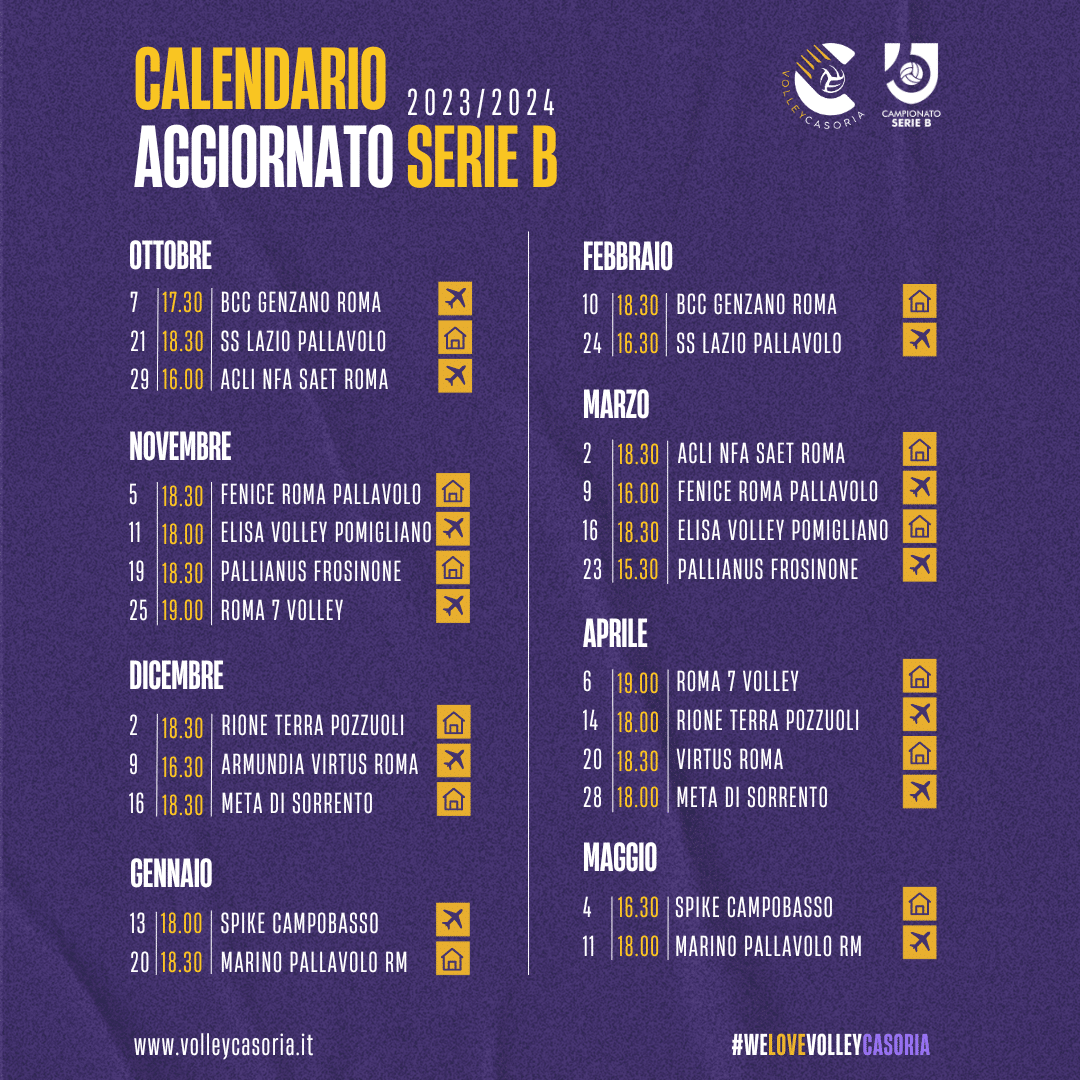 Volley Casoria | Il calendario definitivo della Serie B